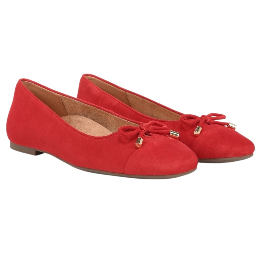Vionic Women's 7 Red Suede Klara Bow Ballet Flat NWT - Gem